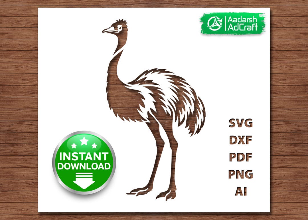 African Ostrich Bird Stencil | Wildlife SVG Template, Farm Animal ...