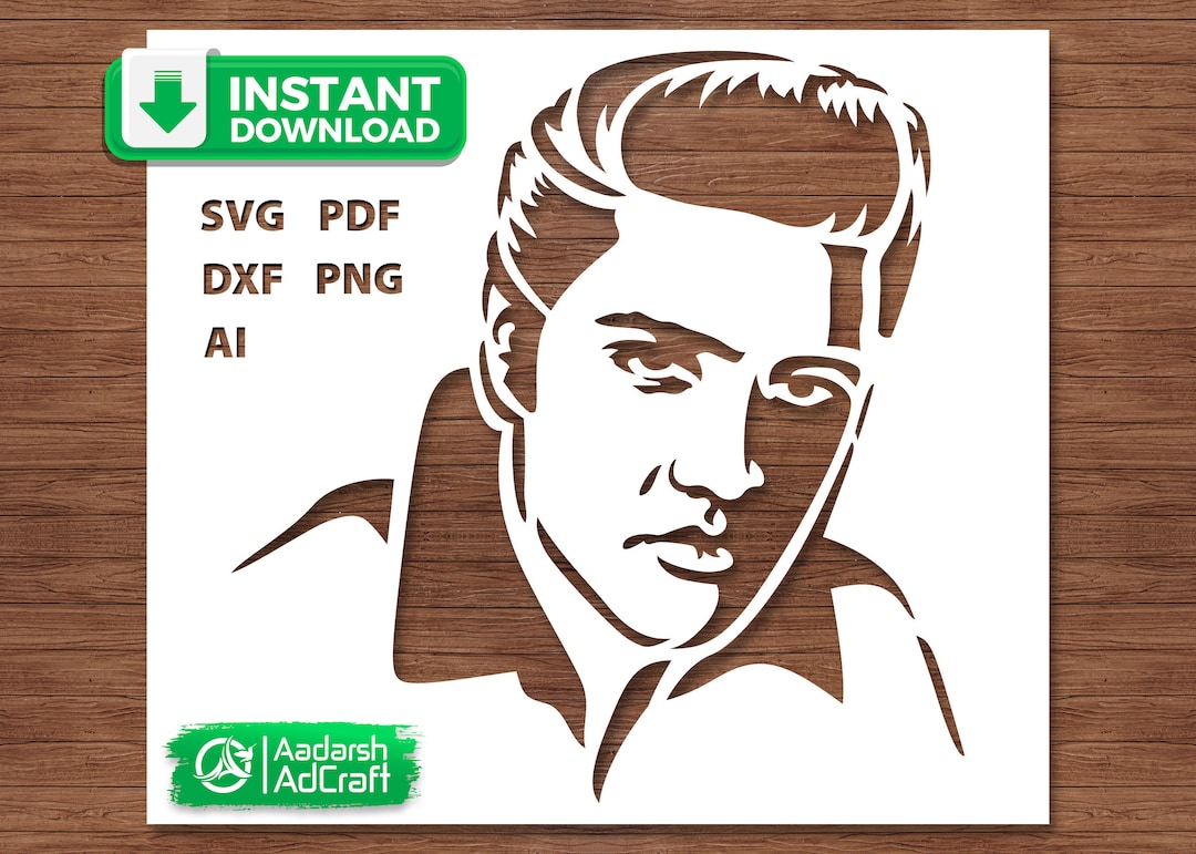 Elvis Presley Face Stencil Art, Elvis Presley Stencil, Pop Icon, SVG ...
