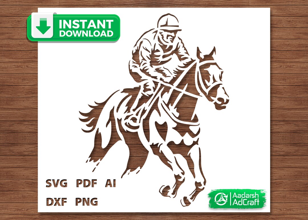 Horse Running With Rider Stencil Art, Vector SVG, Dxf, Horse Stencil ...