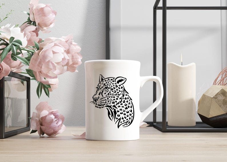Leopard Head Side Profile Stencil SVG, Wild Animal Template for DIY ...