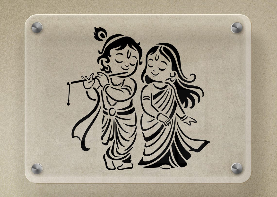 Radha Krishna Dancing Stencil | Hindu God SVG Template, Divine Love ...