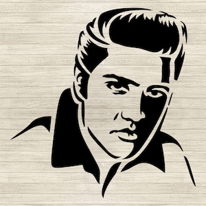 Elvis Presley Face Stencil Art, Elvis Presley Stencil, Pop Icon, SVG ...