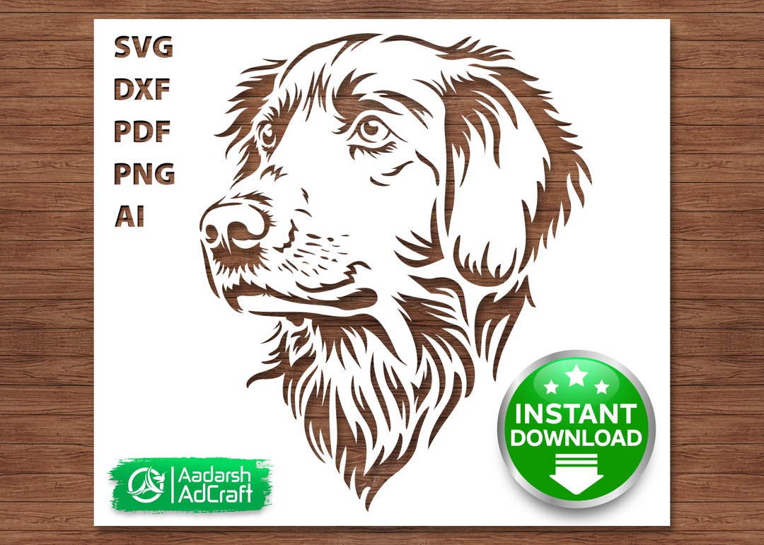 Golden Retriever Dog Face Stencil Art, SVG, Digital Instant Download ...