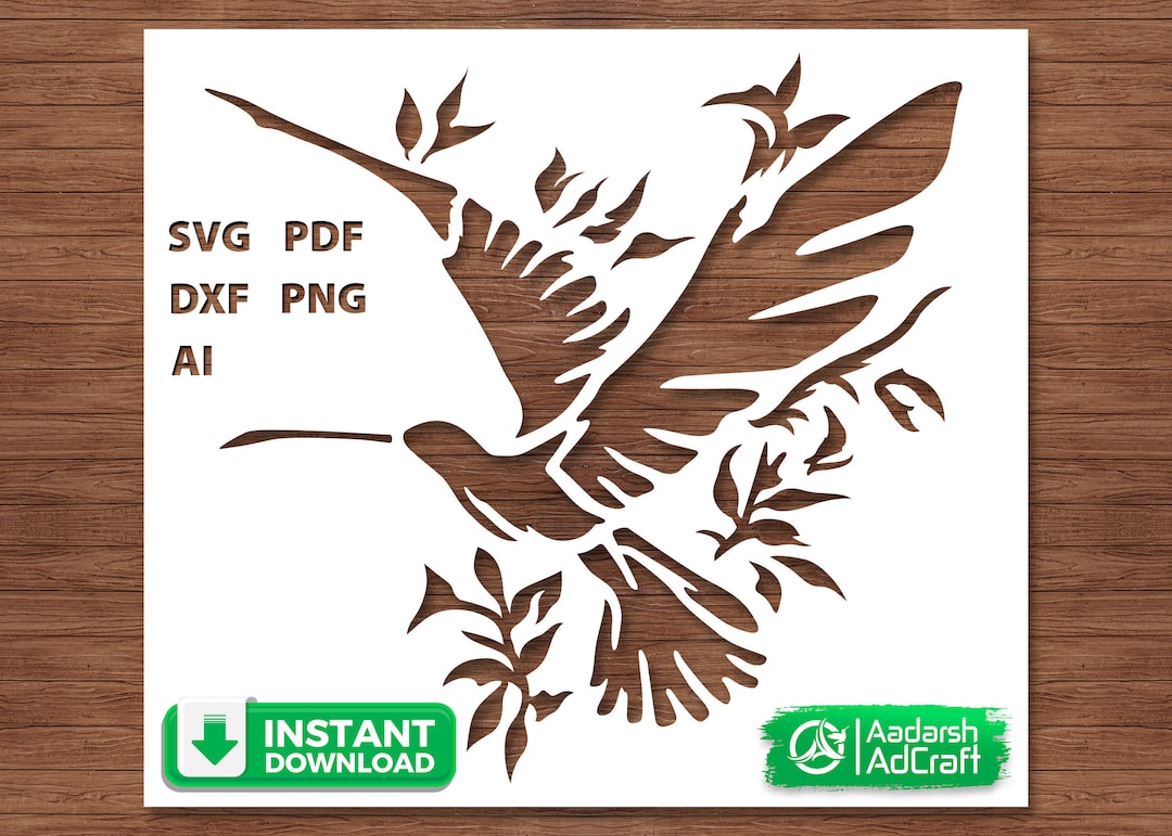 Hummingbirds Flying Stencil, Vector SVG, Dxf, Humming Bird Stencil ...