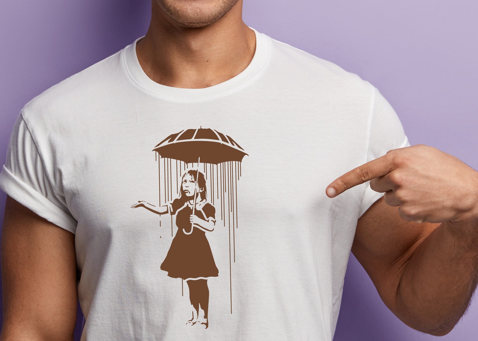 Banksy Rain Umbrella Girl Art Stencil, Svg, Dxf, Png, Pdf, Raining ...