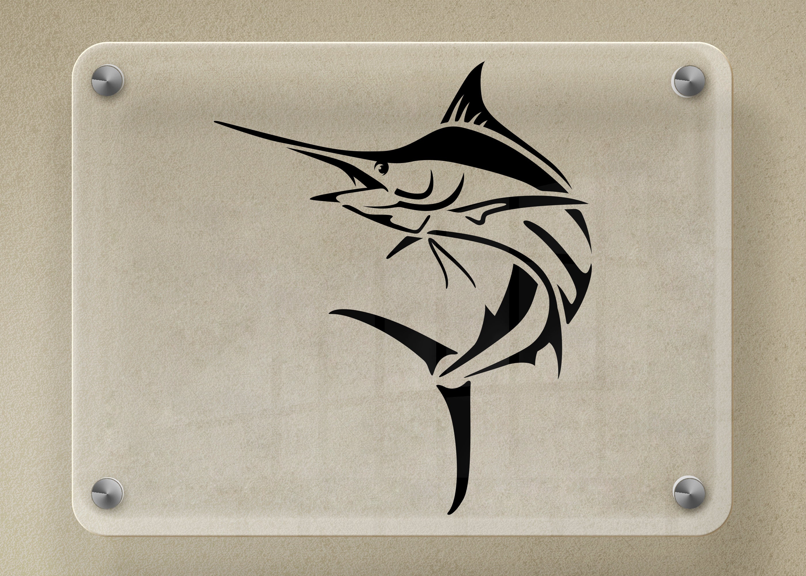Marlin Fish Jumping Art Stencil, SVG, Dxf, Marlin Fish Stencil, Sea ...