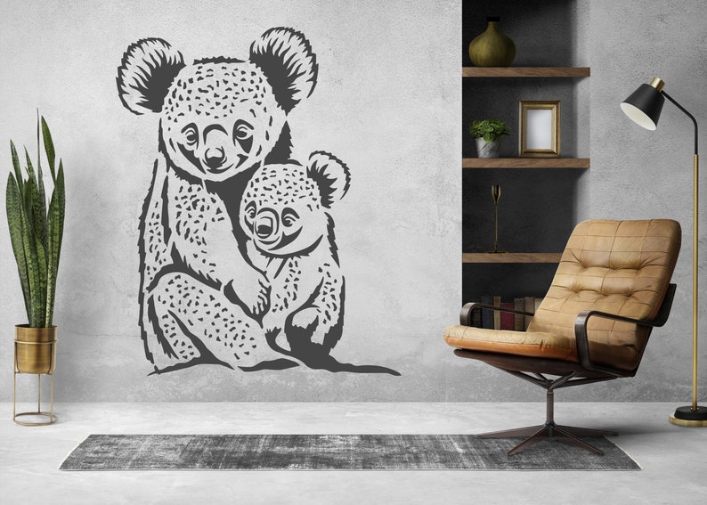 Cute Koala Bear With Baby Stencil Art, Joey Koala Art, SVG, Dxf ...