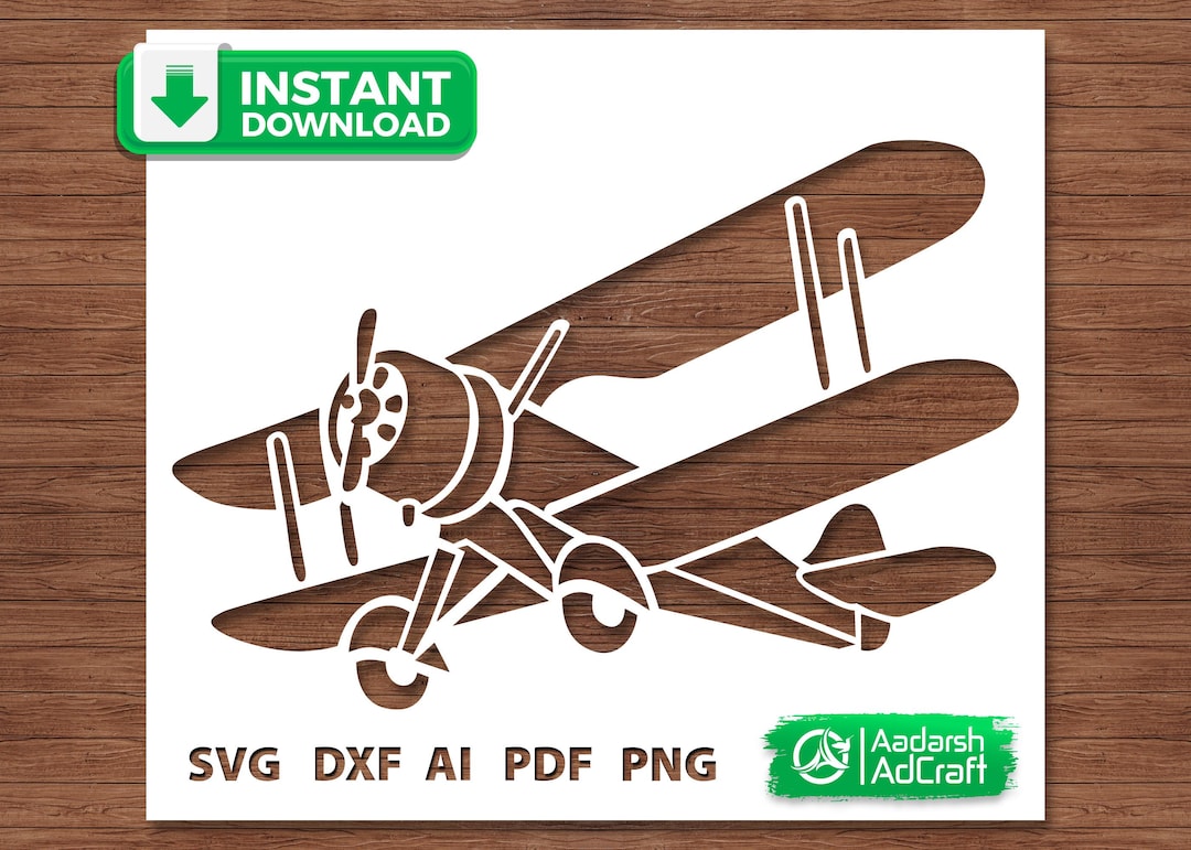Vintage Airplane Stencil SVG, Retro Aircraft Template for DIY Wall Art ...