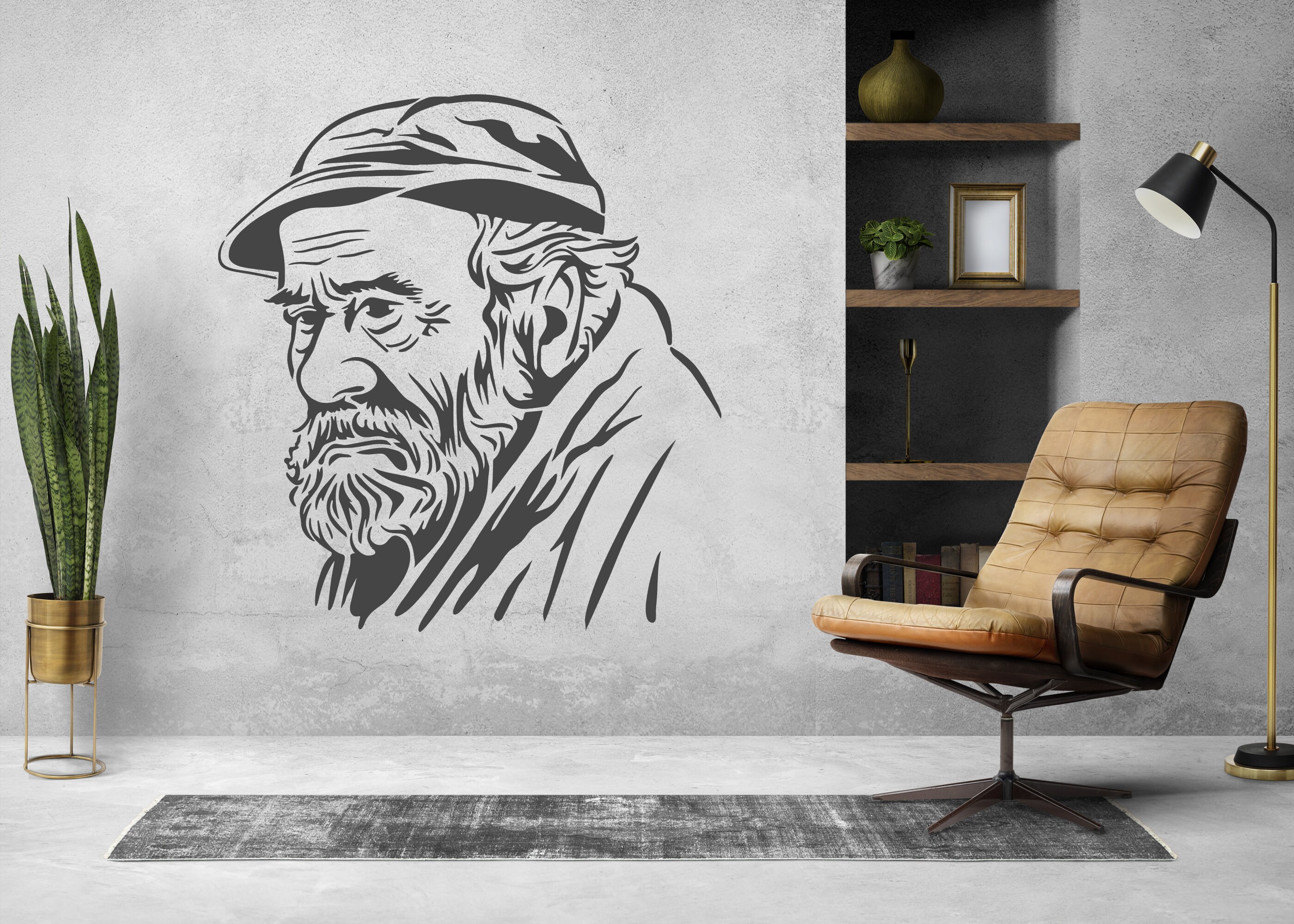 Old Man Thinker Art Stencil Aged Philosopher Wisdom of Ages - Etsy