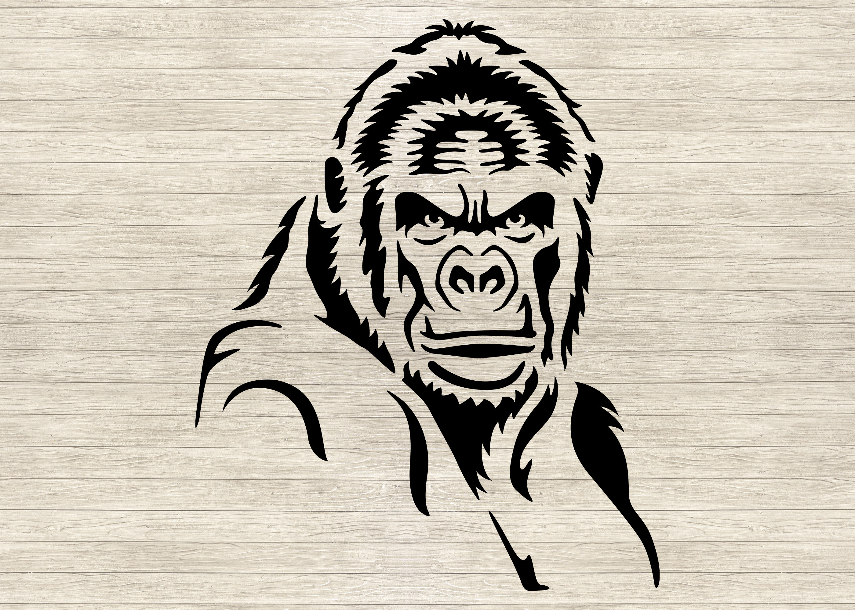 Angry Gorilla Face Stencil Art, Gorilla Design, Ape Art Stencil ...