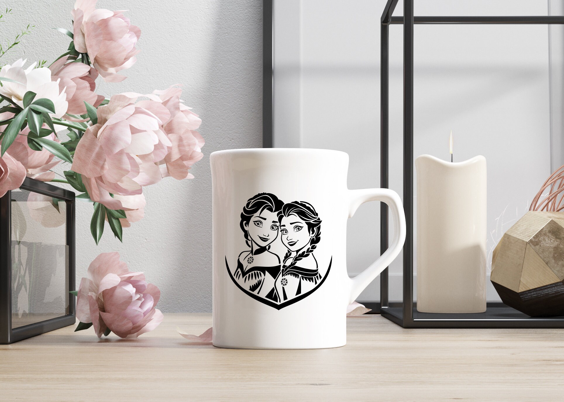 Frozen Snow Sisters Stencil | Winter Princess Duo SVG, Fairytale ...