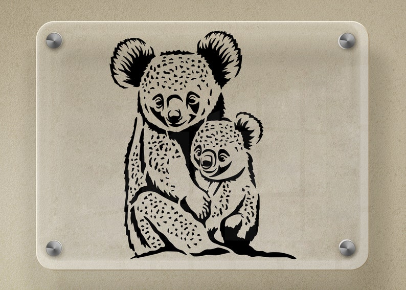 Cute Koala Bear With Baby Stencil Art, Joey Koala Art, SVG, Dxf ...