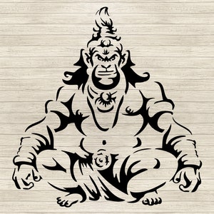 Lord Hanuman Majestic Art Stencil, Hanuman Stencil, Indian Mythology ...
