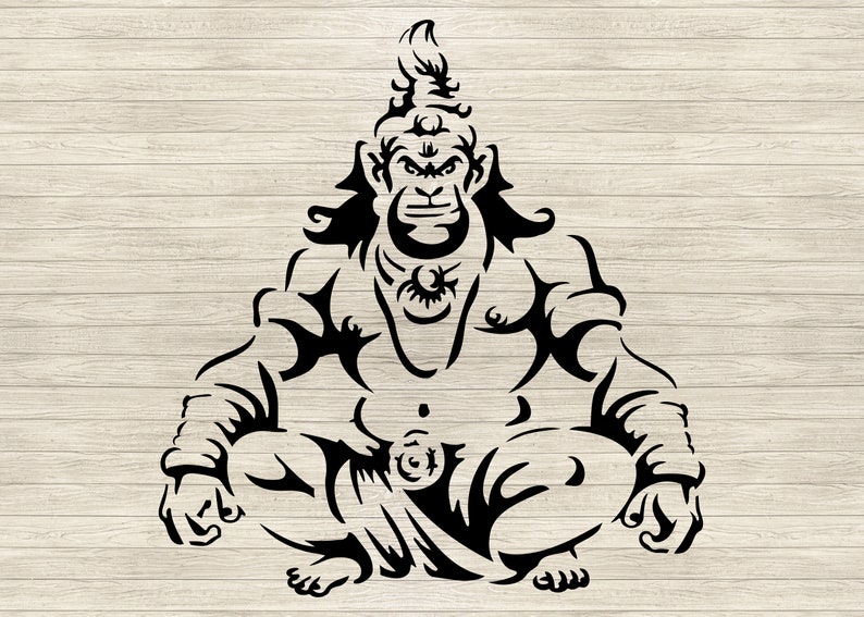 Lord Hanuman Majestic Art Stencil, Hanuman Stencil, Indian Mythology ...