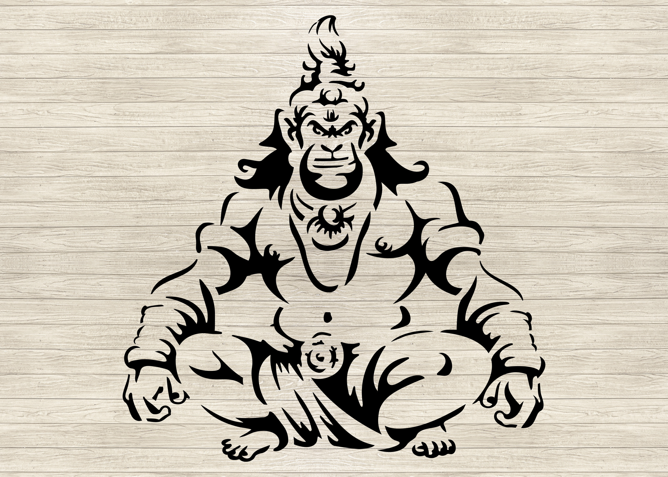 Lord Hanuman Majestic Art Stencil, Hanuman Stencil, Indian Mythology ...