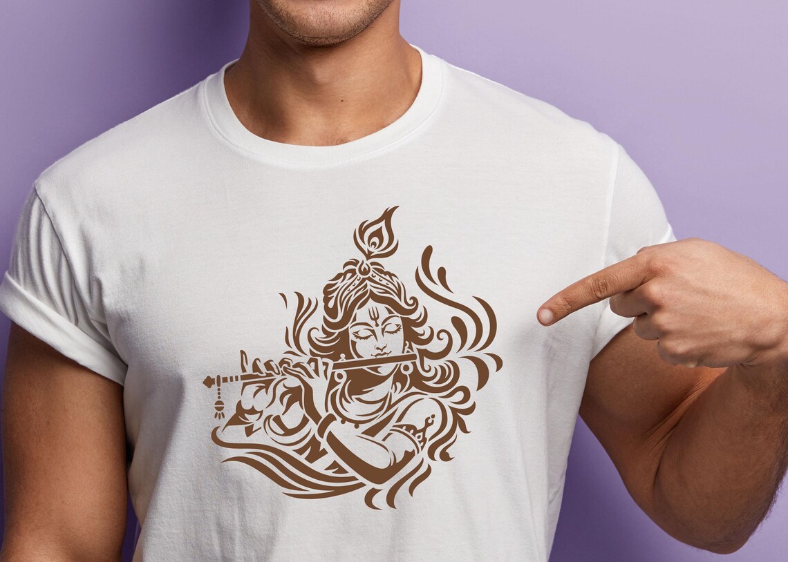 Shri Krishna Stencil Art SVG, Hindu God Krishna Cut File for Cricut ...