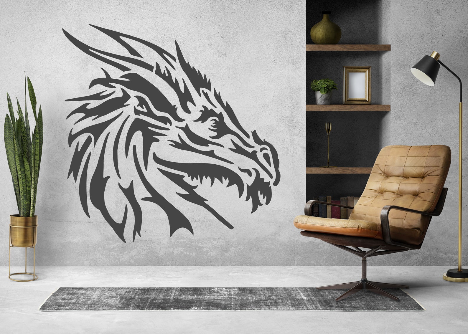 Dragon Side Face Stencil Art, SVG, Dxf, Dragon Printable Stencil ...