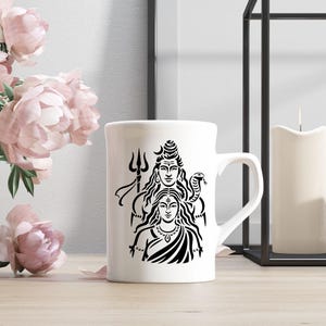 Divine Shiv Shakti Stencil | Hindu God SVG Template, Shiva Parvati ...