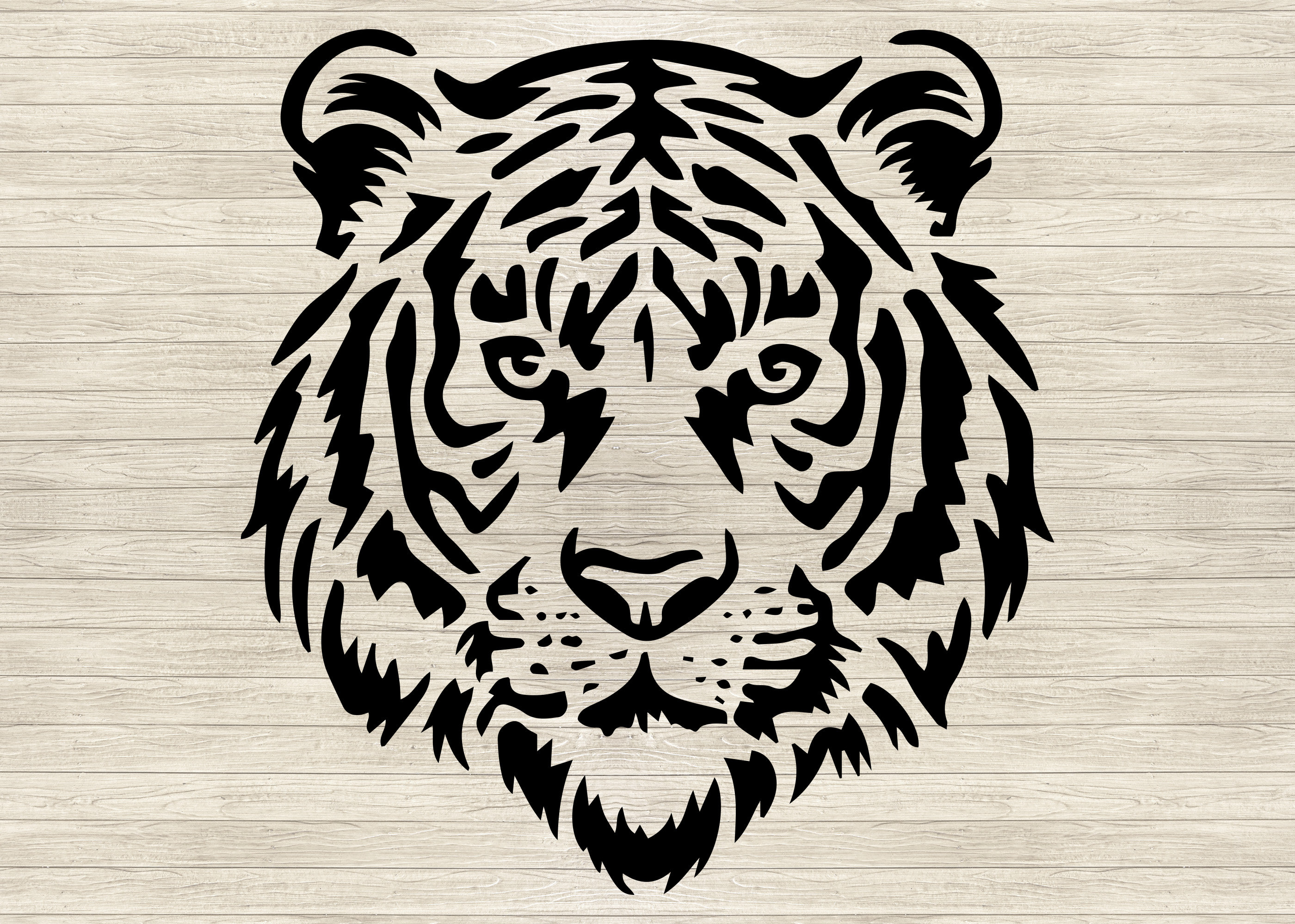 Wild Tiger Front Face Stencil Art, SVG, Wild Predators, Dxf, Patterns ...