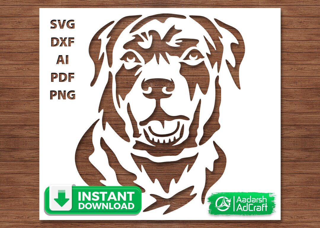 Rottweiler Dog Face Stencil | Strong Pet Portrait SVG, Guard Dog Wall ...