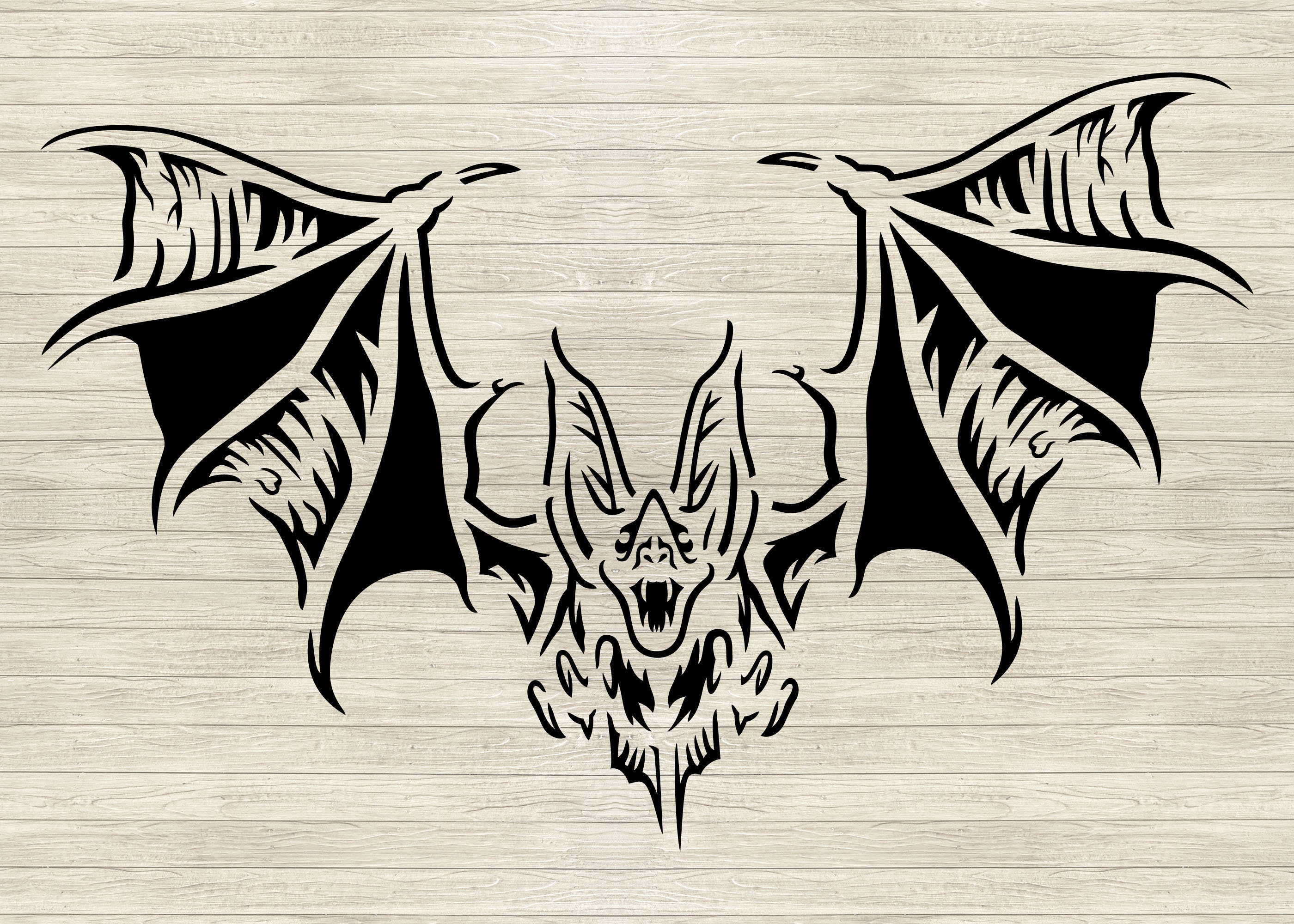 Flying Bat Horror Stencil Art, Spooky Decor, Witchy Artwork ...