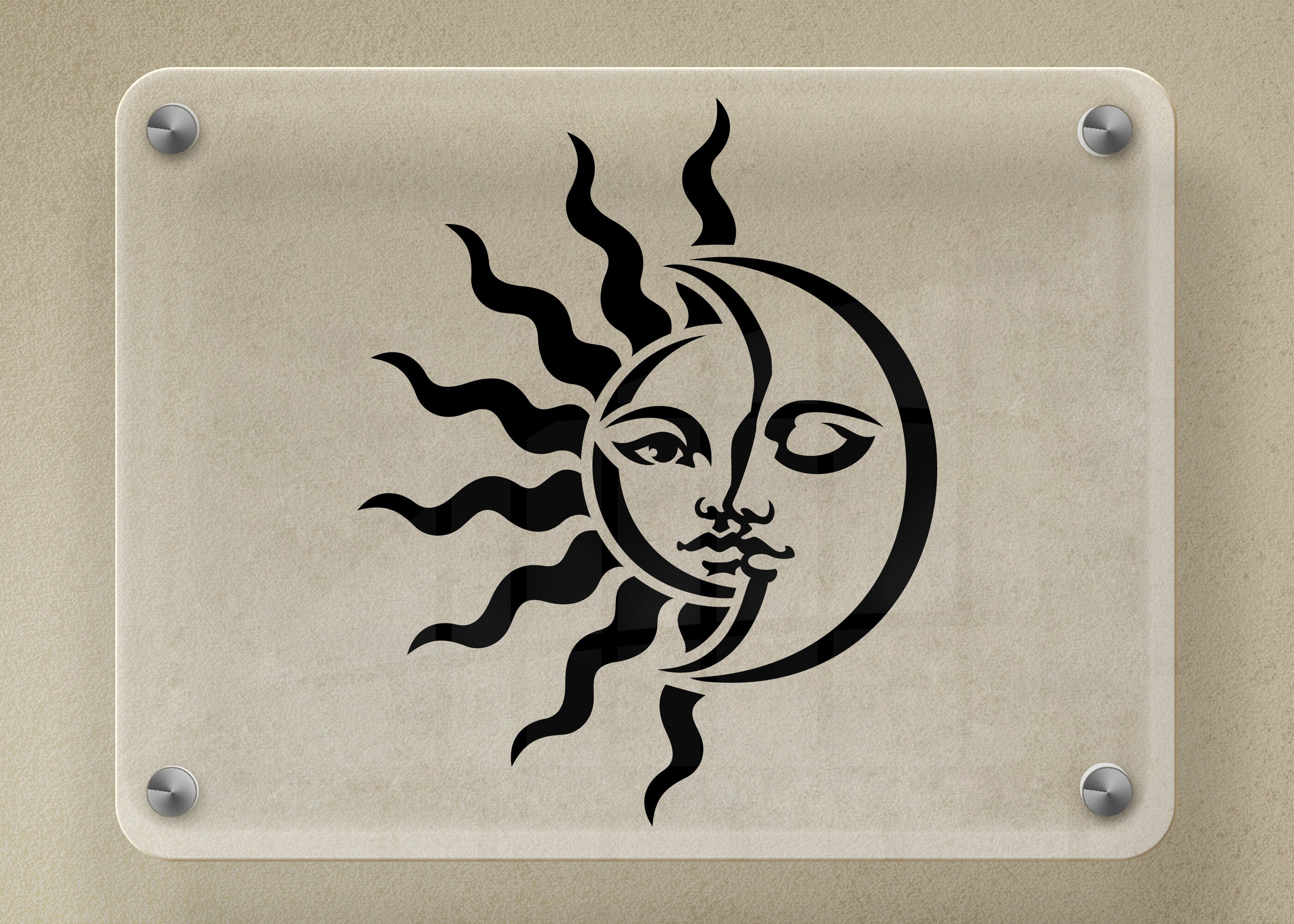 Sun and Moon Eclipse Stencil | Celestial Character SVG, Solar Lunar ...
