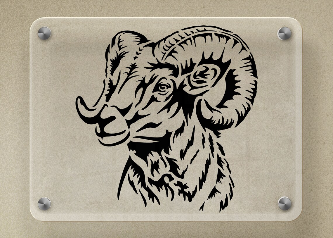Farm Animal Ram Sheep Stencil Art, Vector SVG, Dxf, Ram Stencil, Ram ...