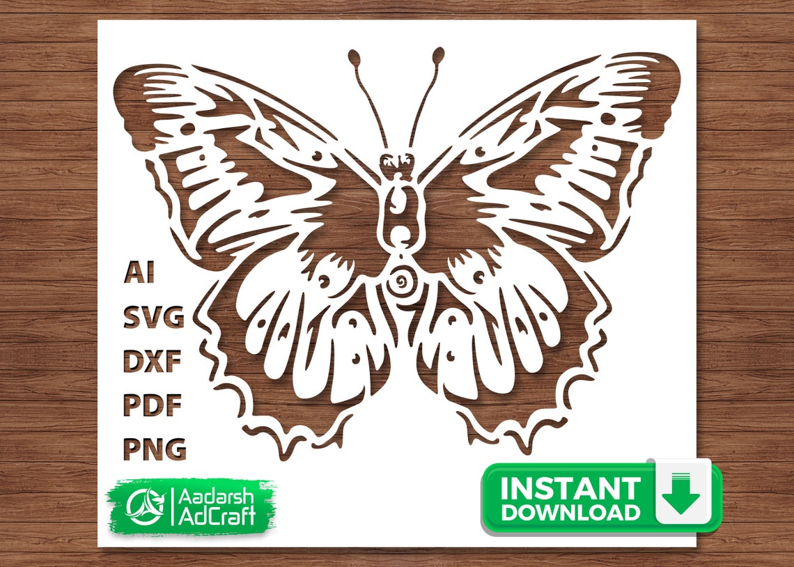 Beautiful Butterfly Stencil Art, Vector SVG, Dxf, PNG, Butterfly ...