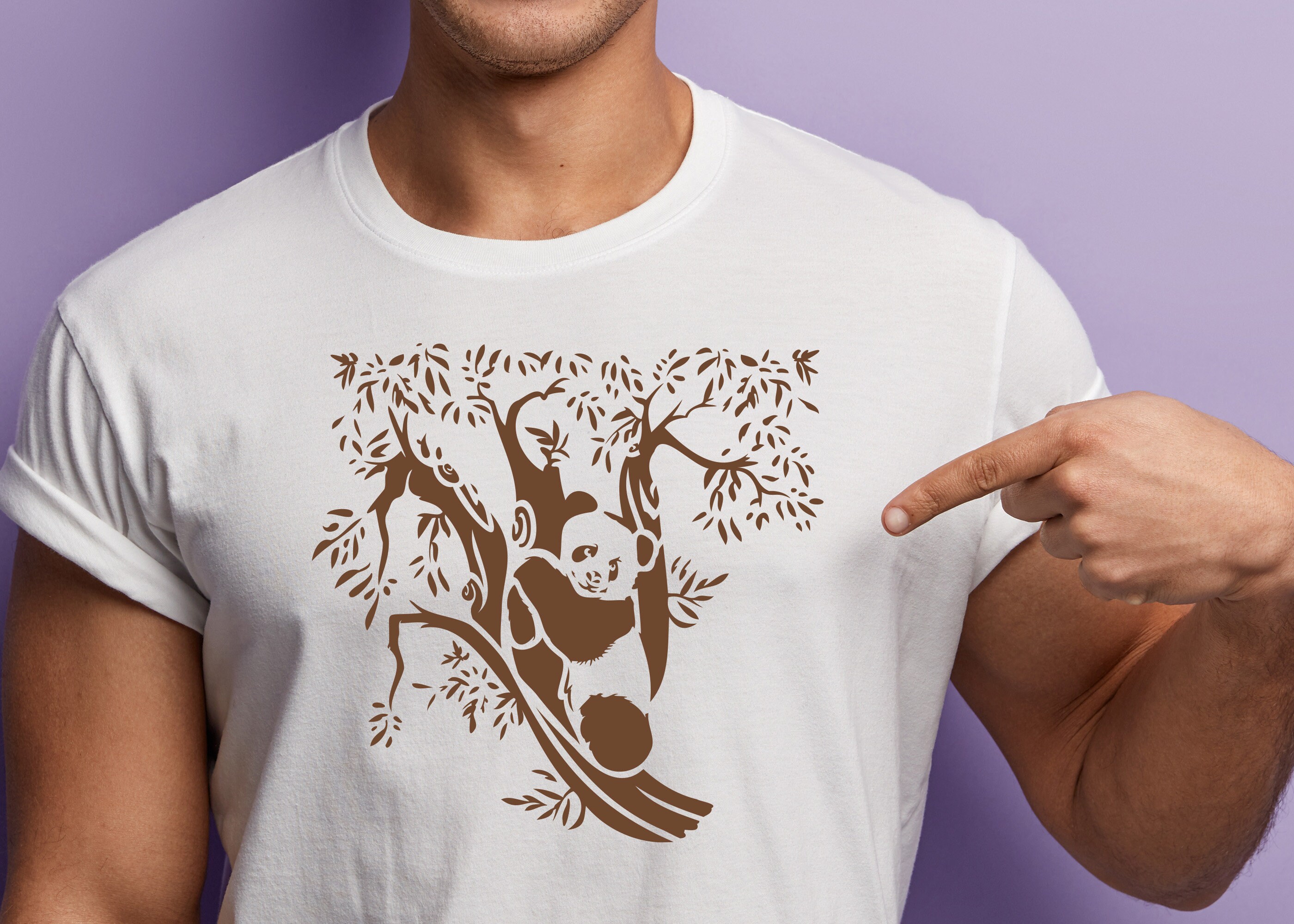 Panda Sitting on Tree Art Stencil, Panda Stencil, SVG, Dxf, Bamboo ...