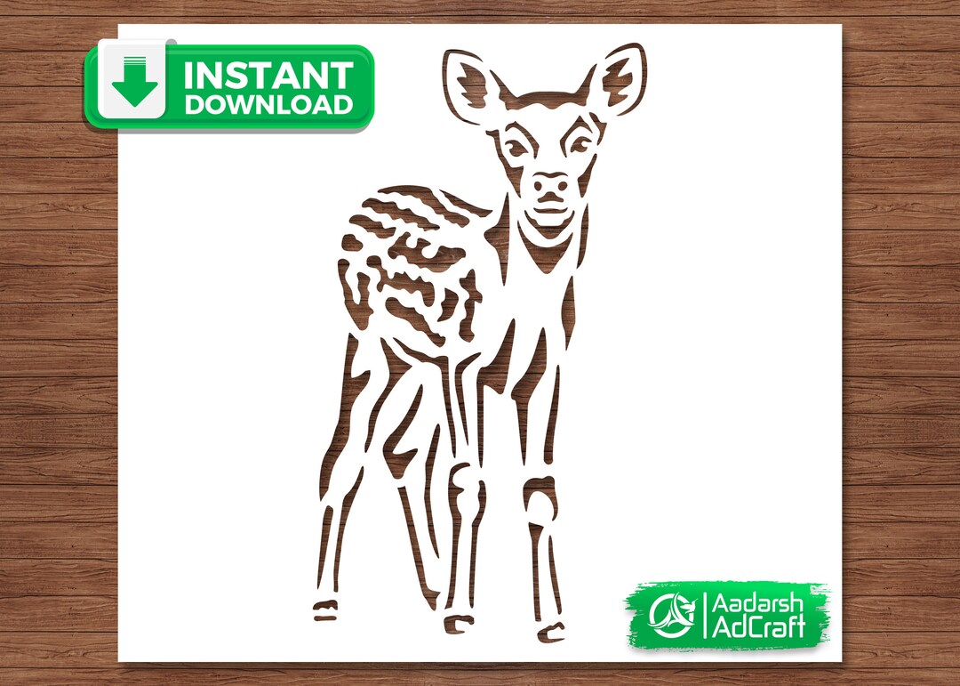 Deer Fawn Cute Art Stencil, SVG, Dxf, Digital Download, Fawn Stencil ...