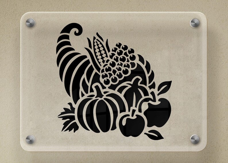 Thanksgiving Cornucopia Stencil | Harvest Basket SVG Template, Rustic ...