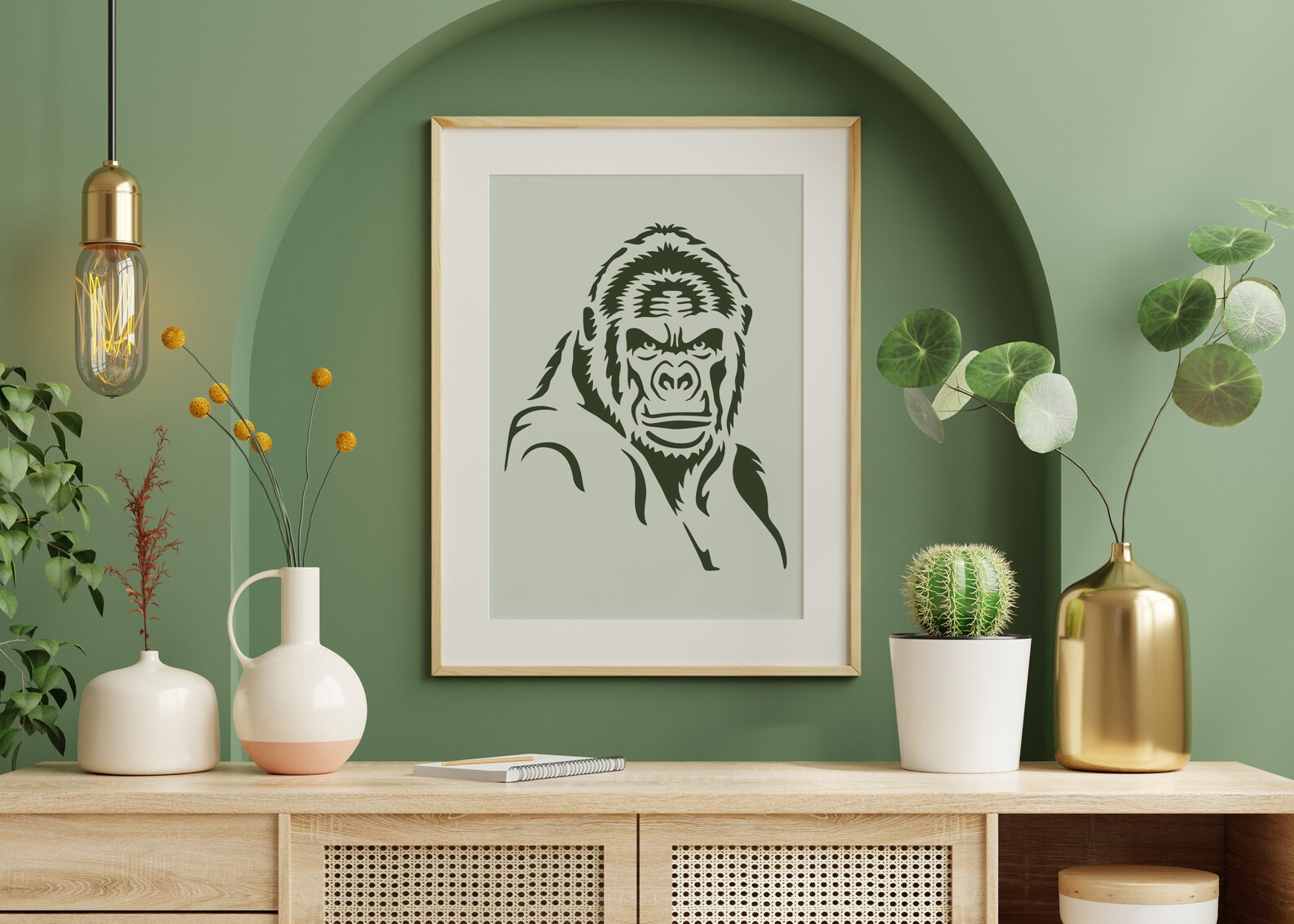 Angry Gorilla Face Stencil Art, Gorilla Design, Ape Art Stencil, Wildlife Art, SVG, Dxf, Wall ...