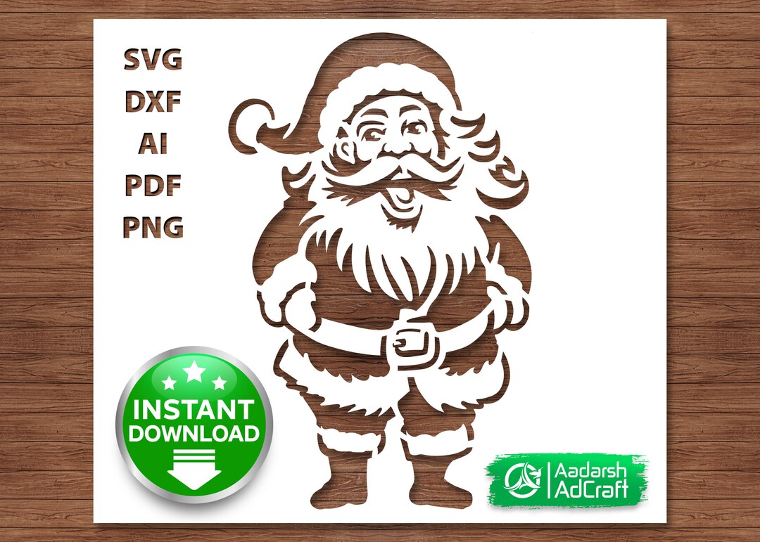 Christmas Santa Claus Standing Pose Hands on Hips Stencil Art, Vector ...