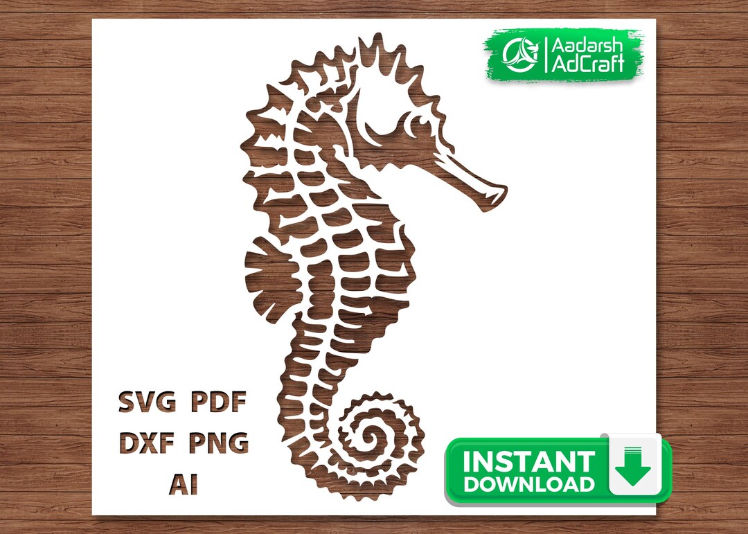 Seahorse Stencil SVG, Aquatic Animal Template for DIY Wall Art, Ocean ...
