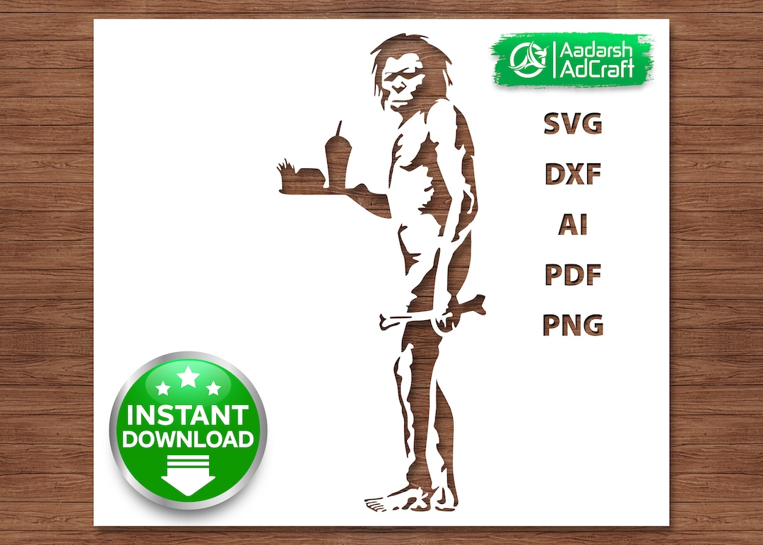 Banksy Prehistoric Caveman Fast Food Art Stencil, Caveman Stencil, SVG ...