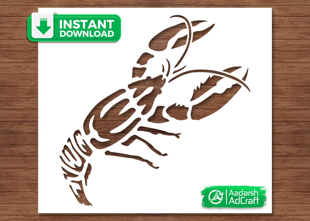 Lobster Side View Sea Life Stencil Art, Crawfish, Aquatic Art, SVG, Dxf ...