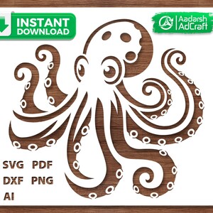 Big Octopus Stencil Art, Shark Stencil, Aquatic Art, SVG, Dxf, Wall ...