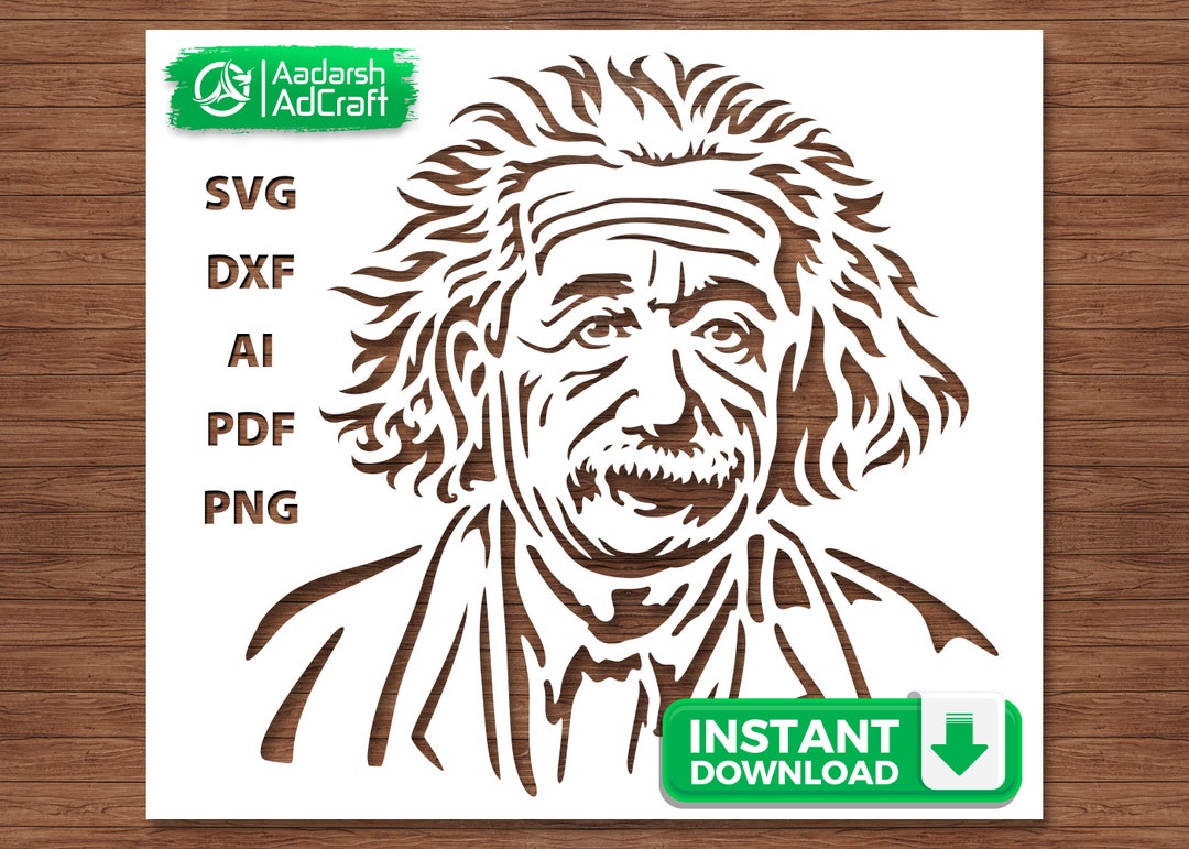 Albert Einstein Scientist Face Art Stencil, Einstein Stencil, Einstein ...