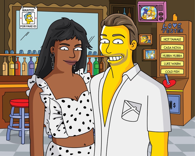 Simpsons Yellow Character Group of Friends Portrait on Moes Bar ...