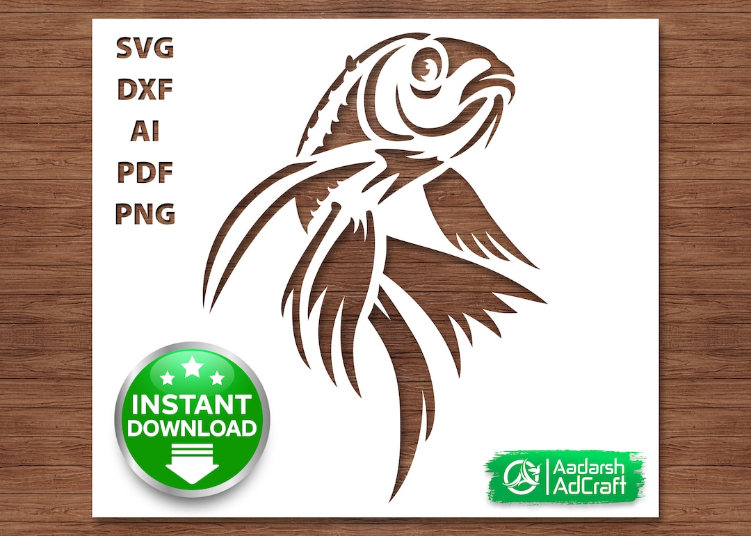 Goldfish Stencil Art, Goldfish Stencil Design, Sea Creature Printable ...