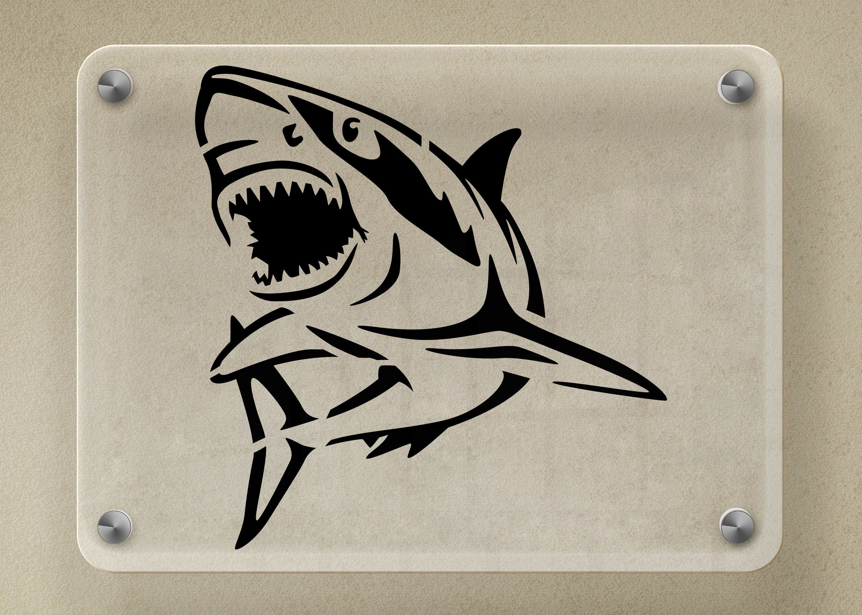 Shark Fish Stencil Art, Shark Stencil, Aquatic Art, SVG, Dxf, Wall ...