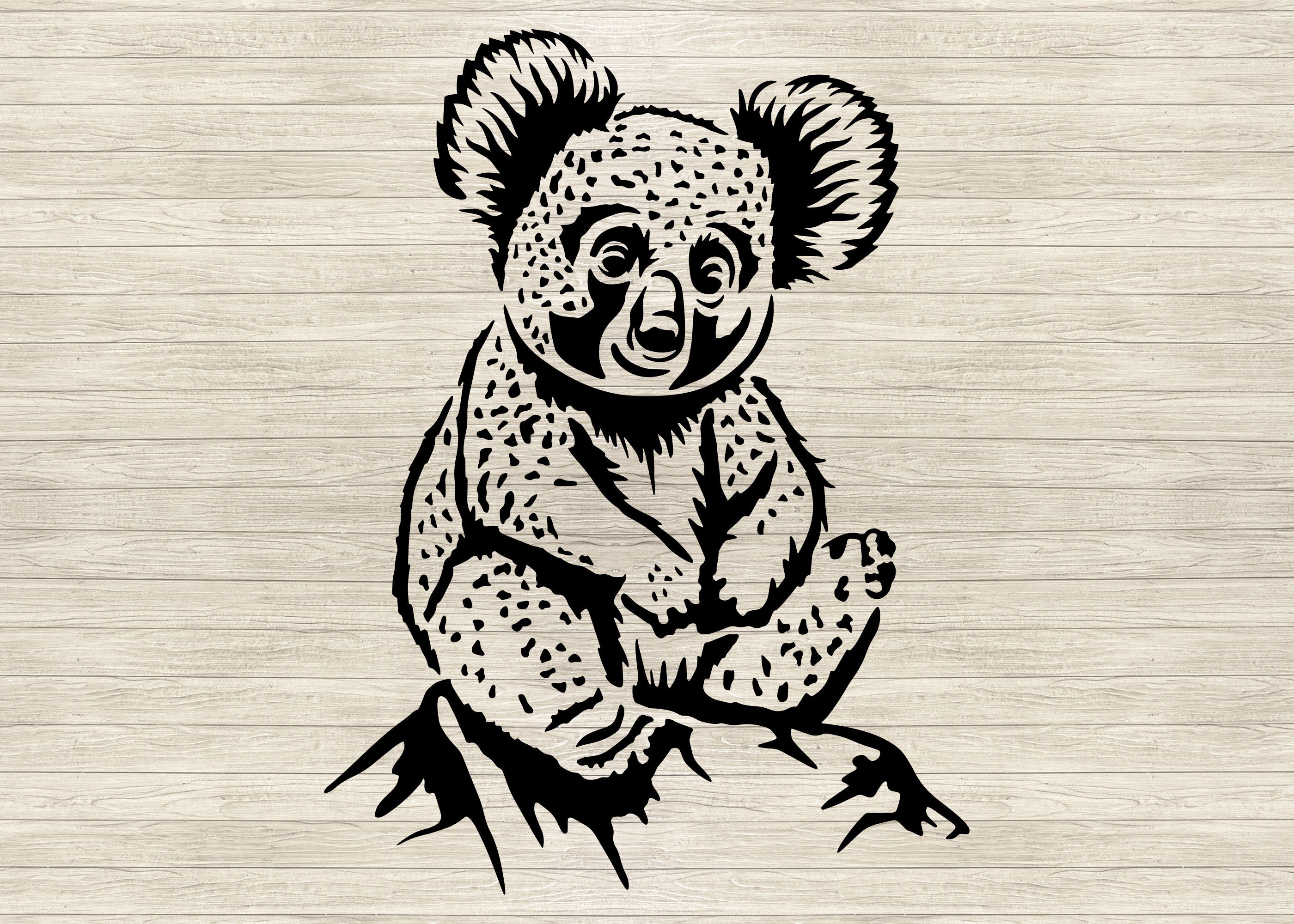 Cute Koala Bear Art Stencil, Koala Art, SVG, Dxf, Wildlife Design ...