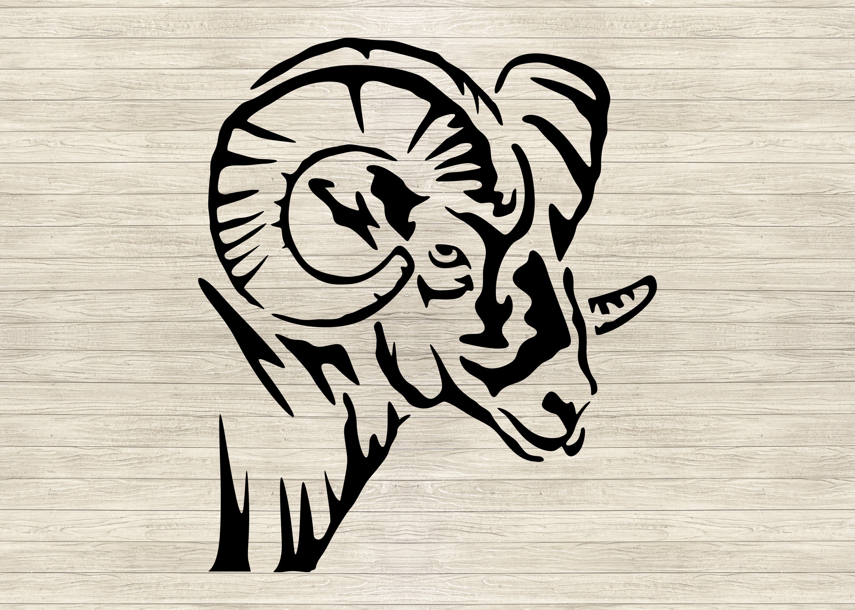 Ram Jungle Side Face Creative Stencil Art, Vector SVG, Dxf, Ram Stencil ...