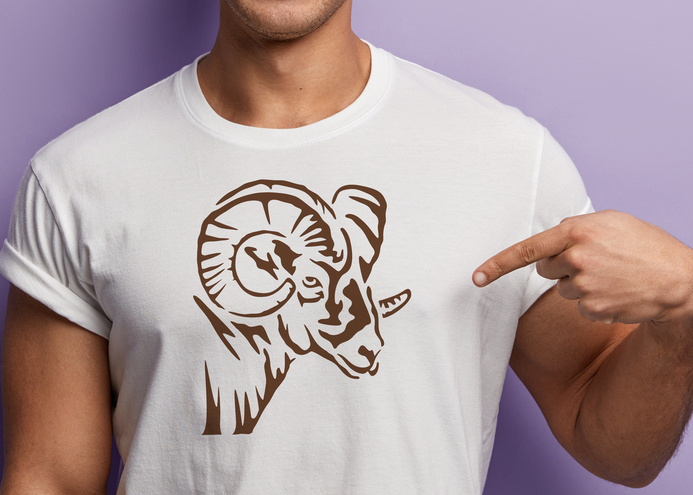 Ram Jungle Side Face Creative Stencil Art, Vector SVG, Dxf, Ram Stencil ...