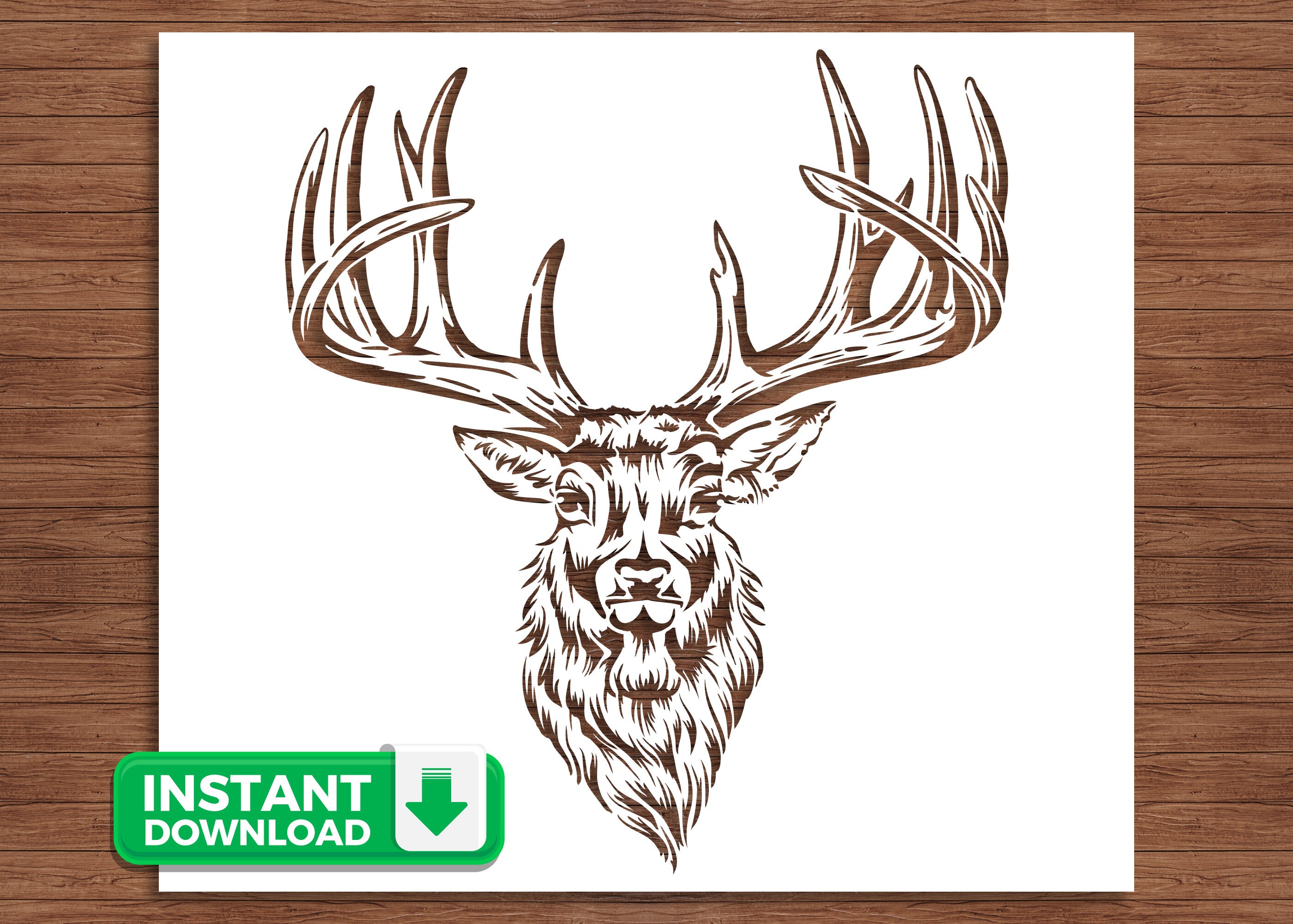 American Elk Head Front Face Stencil SVG Digital Instant - Etsy