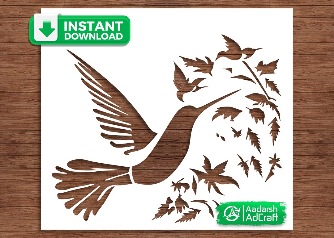 Humming Bird Flying Art Stencil Vector SVG Dxf Humming Bird - Etsy