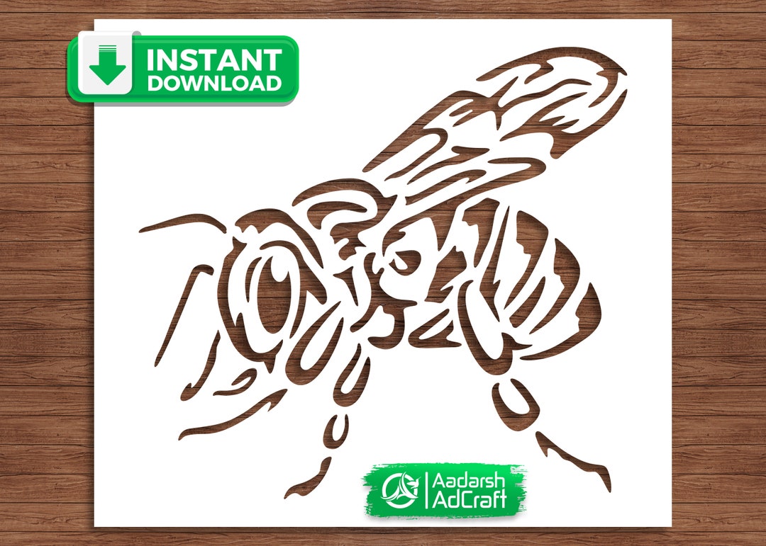 Bee Stencil Art Vector SVG Dxf PNG Honey Bee Stencil - Etsy