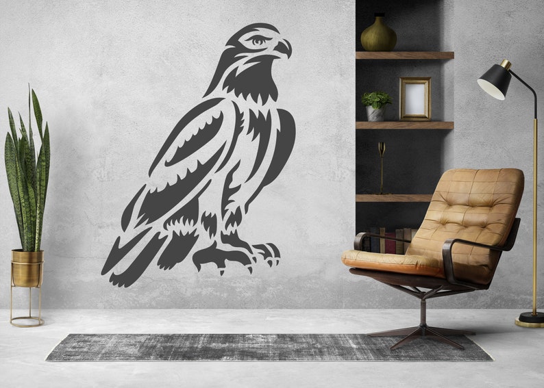 Eagle Falcon Hawk Stencil Art | Bird of Prey SVG, Flying Raptor Wall ...