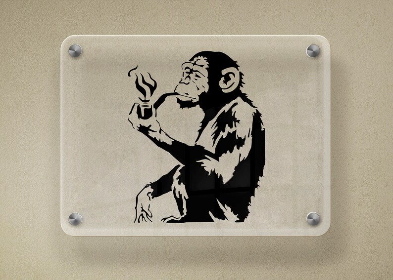 Banksy Smoking Monkey Graffiti Stencil Smoking Chimp Inspired - Etsy