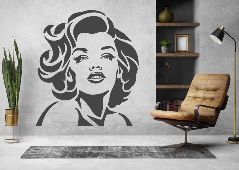 Marilyn Monroe Face Stencil SVG Pop Art, Retro Hollywood Portrait Cut ...
